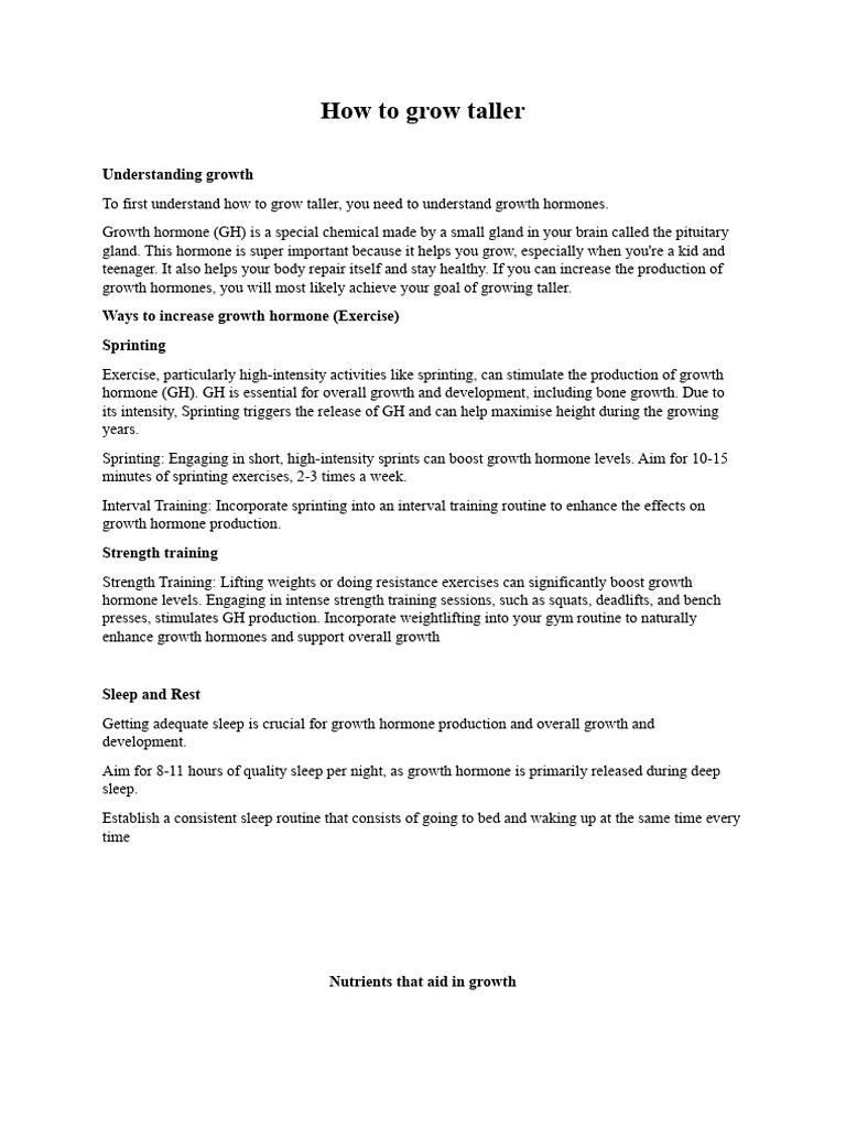 How To Grow Taller | PDF | Growth Hormone | Strength Training