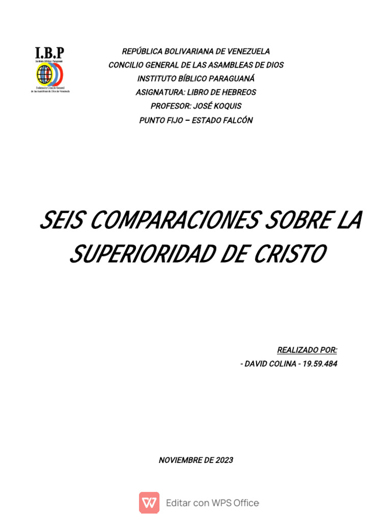 Superioridad de Cristo en Hebreos | PDF | Sacerdote | Cristo (título)