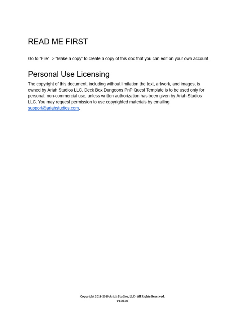 Deck Box Dungeons - PNP Quest Template (Public) | PDF