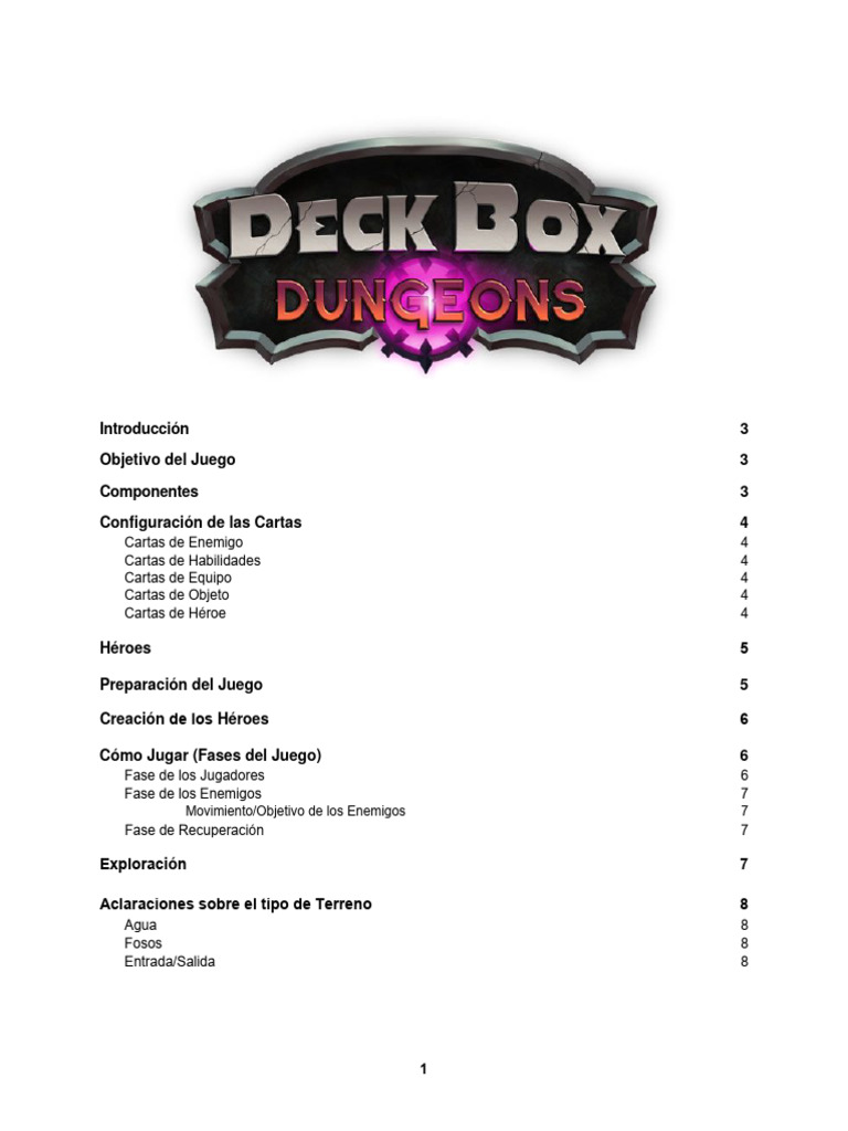 Deck Box Dungeons Rules v1 10 00 SPA | PDF | Color | Héroe