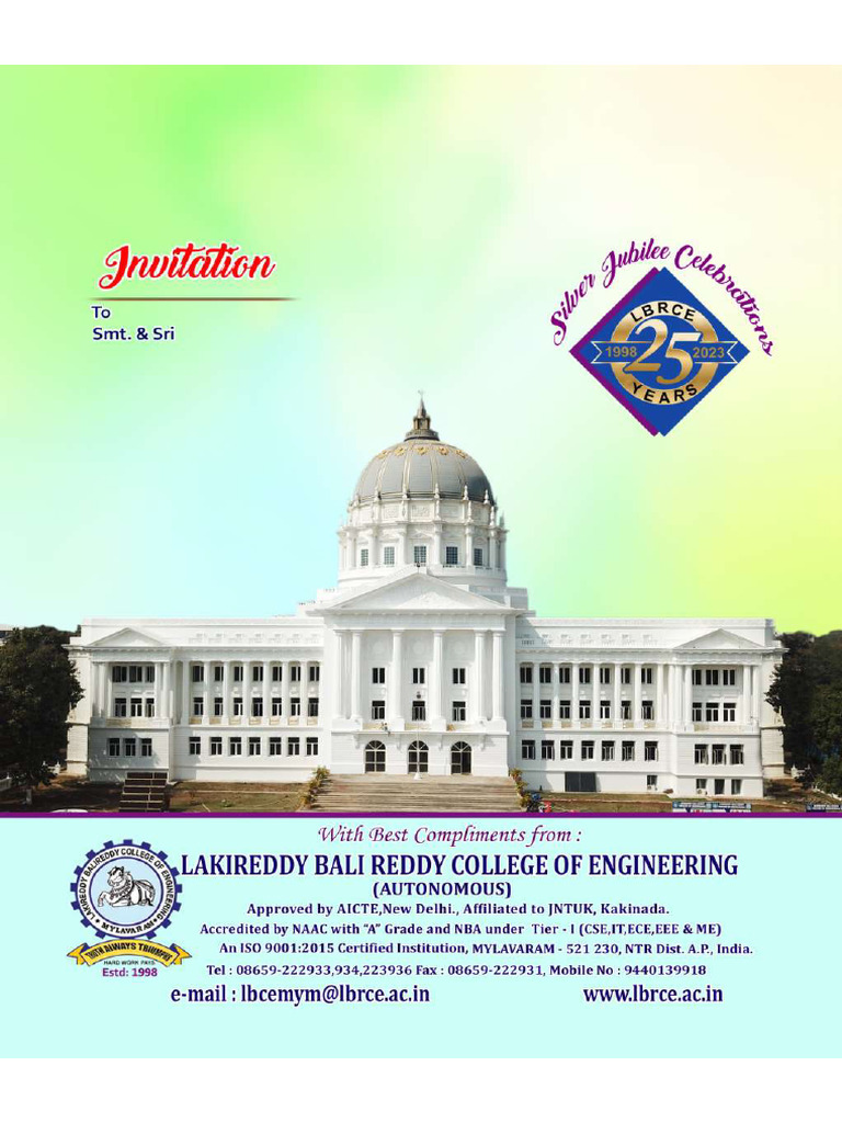 LBRCE-Silver Jubilee Invitation Card | PDF