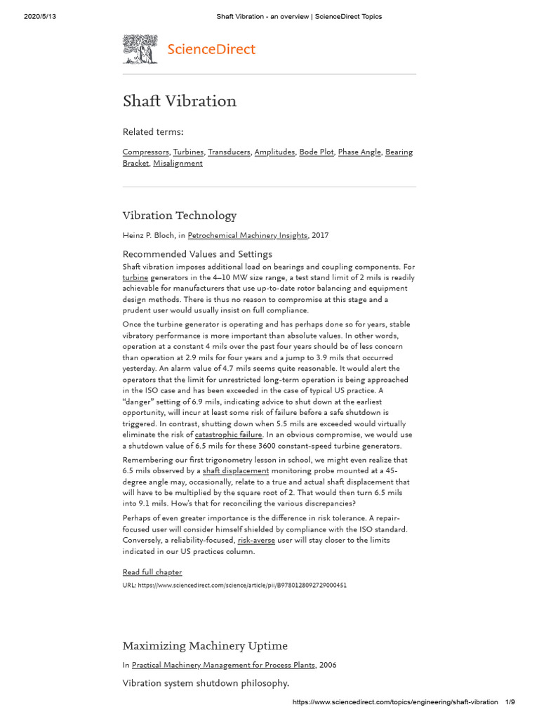 Shaft Vibration - An Overview | PDF | Turbine | Gear