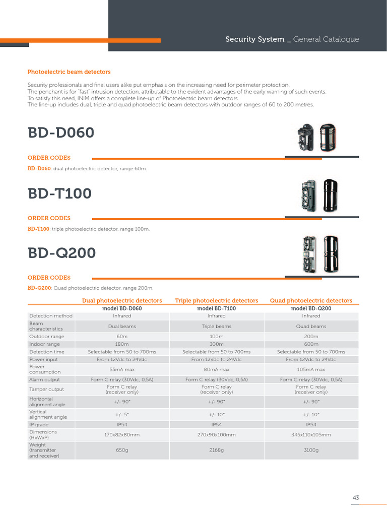 Security System - General Catalogue: Photoelectric Beam Detectors | PDF ...