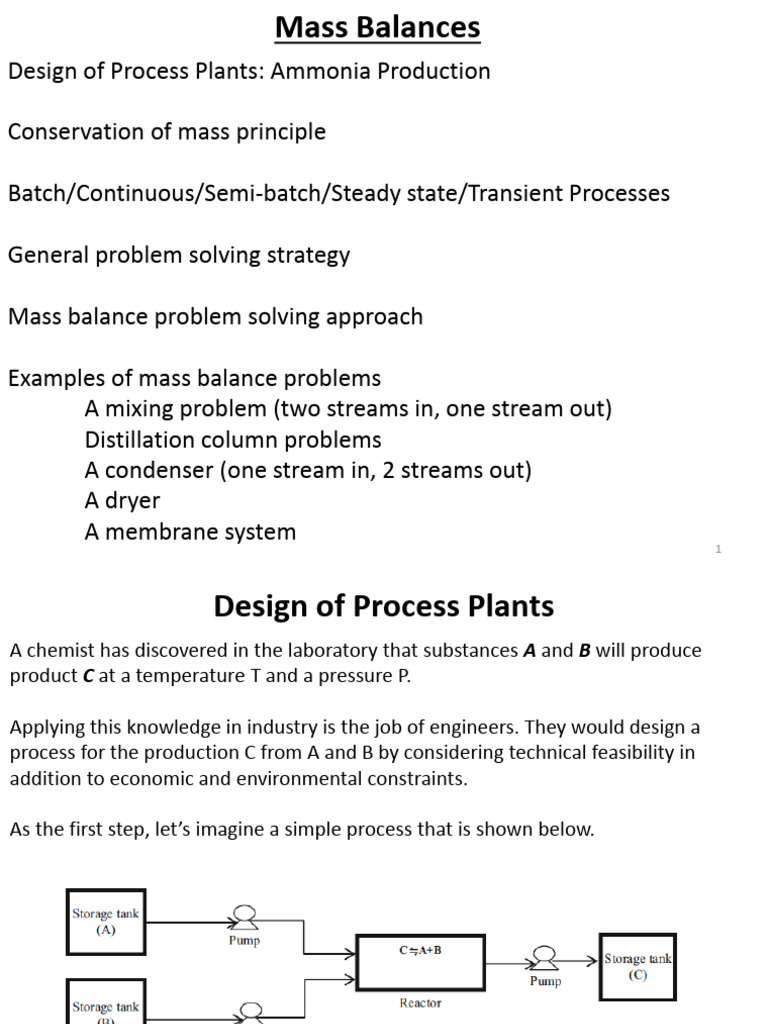 Mass Balance in Ammonia Production | PDF | Chemical Reactor | Chemical ...