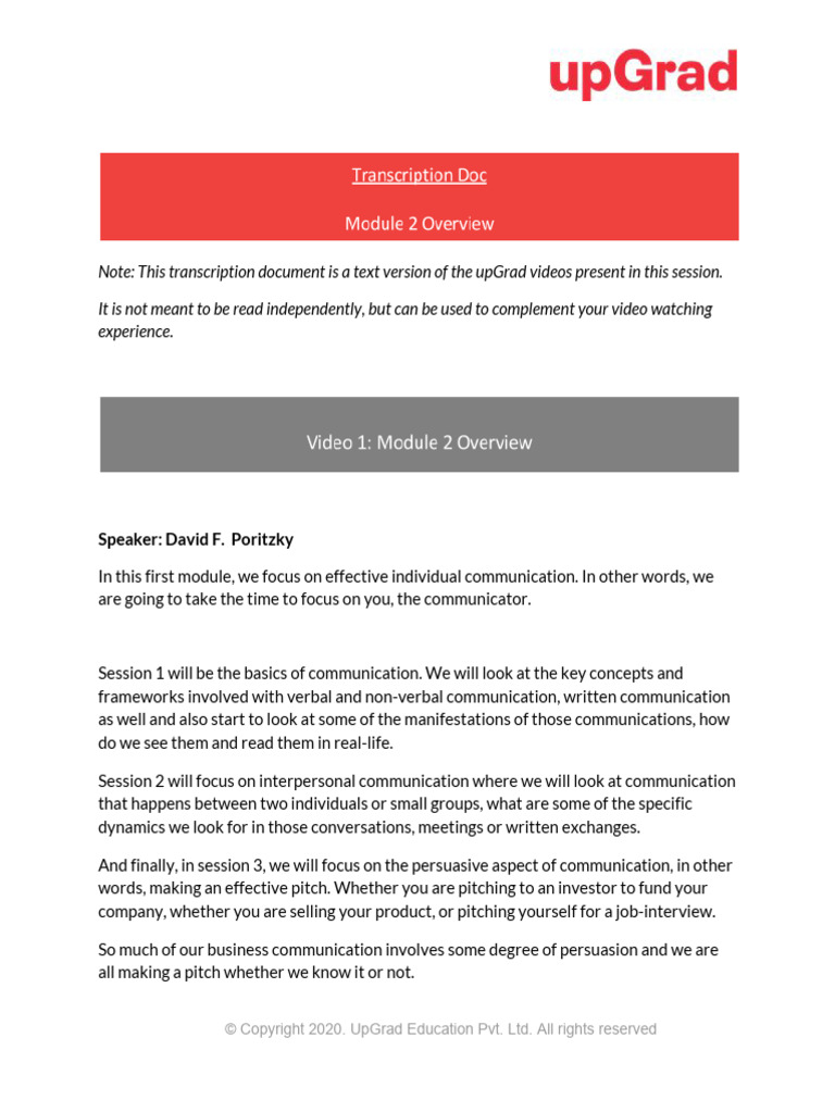 M2 - S1-Module 2 Overview | PDF | Communication | Copyright