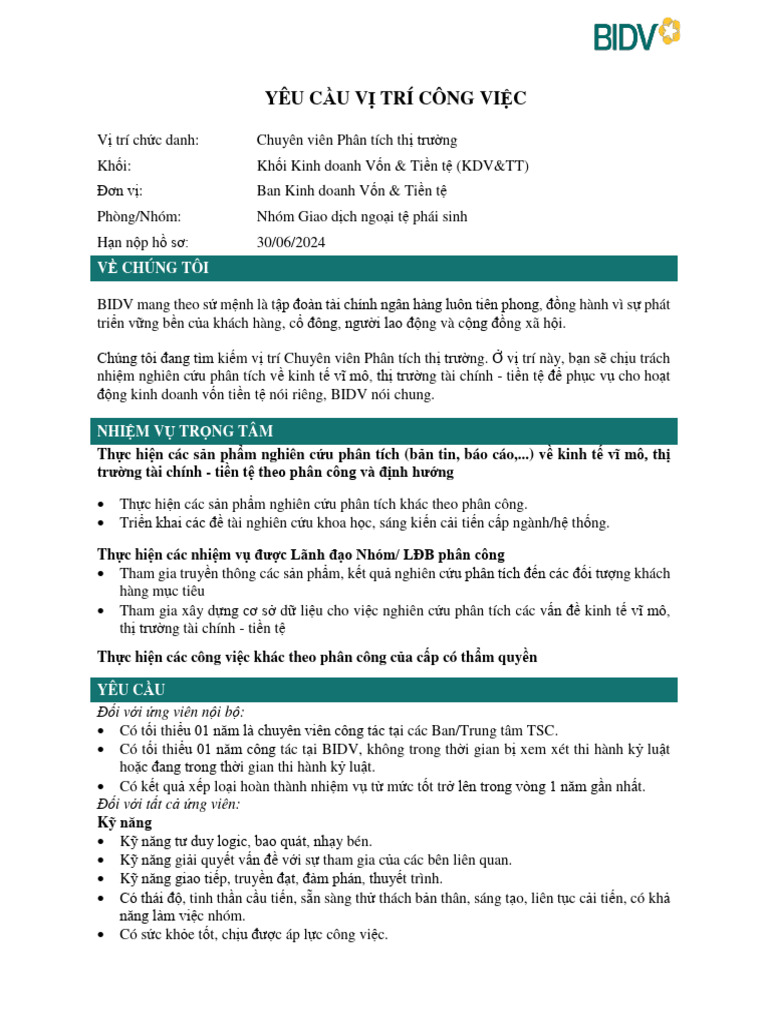 CV Phân Tích Thë Tr°ưng | PDF