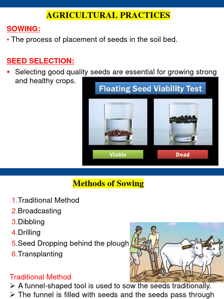 Agricultural Practices Sowing Irrigation Pdf