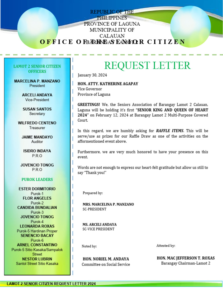 Request Letter Raffle Item | PDF