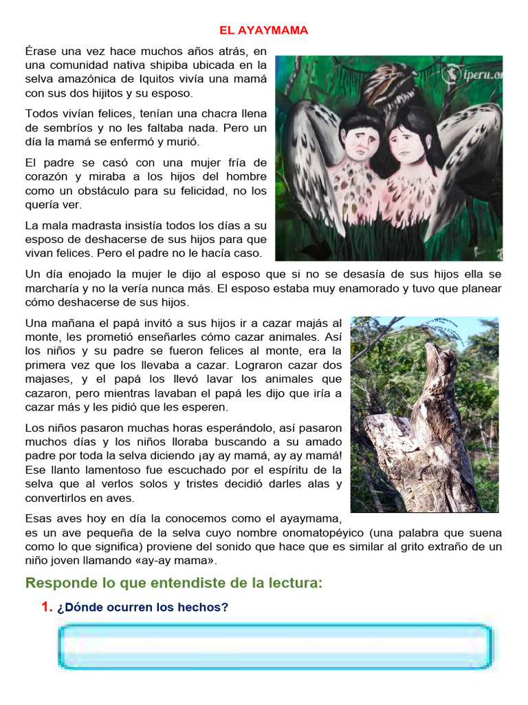 Leyenda del Ayaymama en la Selva | PDF