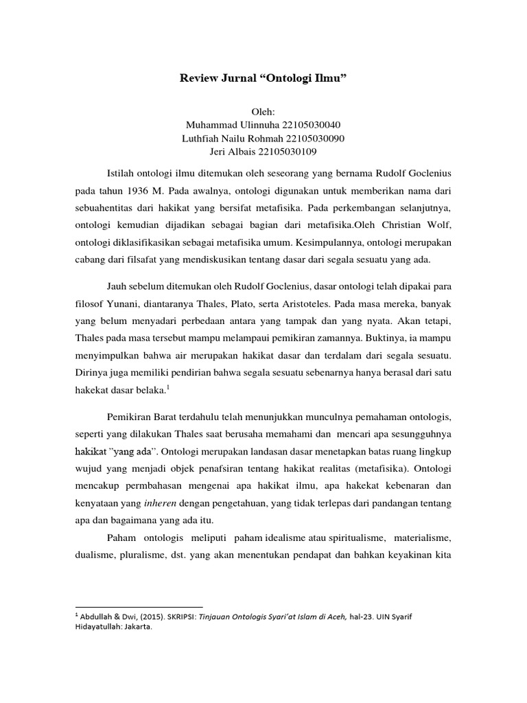 Ontologi Ilmu | PDF