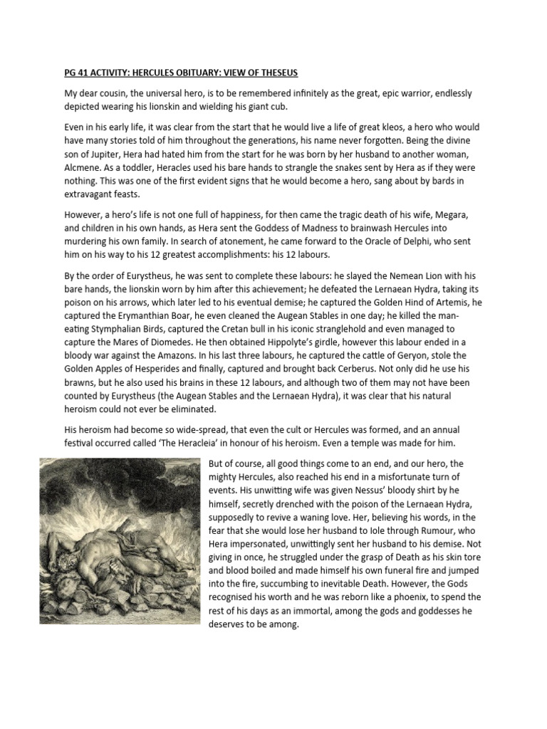 Hercules Obituary | PDF | Greek Mythology | Argonauts