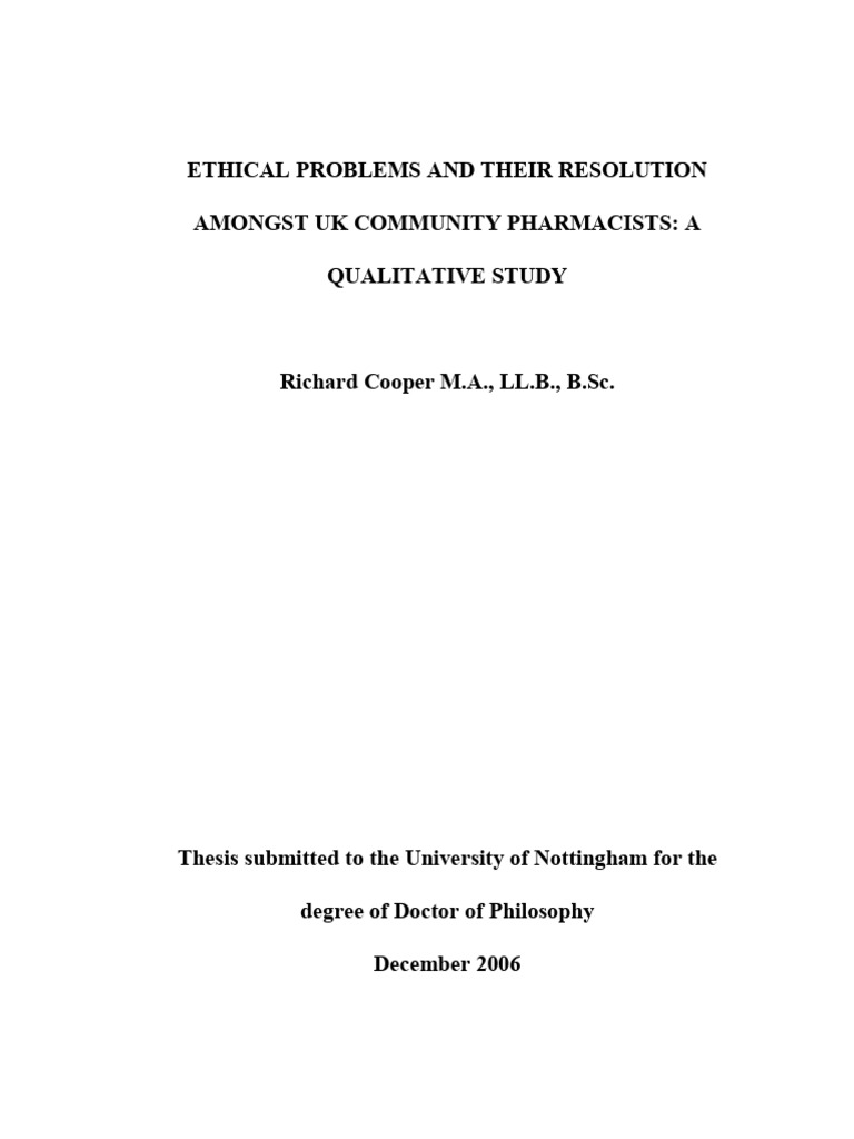 Ethical Problems and Their Resolution Am | PDF | Pharmacy | Pharmacist