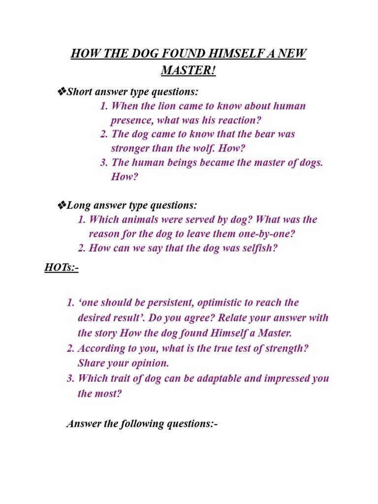 Text Book and Supplementary Reader Questions | PDF | Dogs | Dream