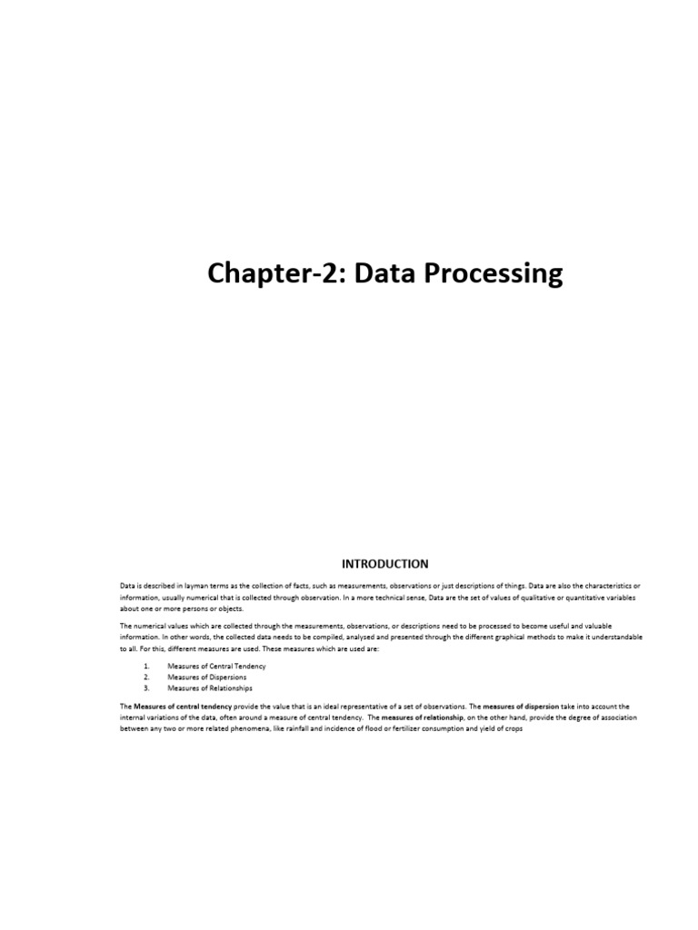 Chapter 2 Data Processing | PDF | Mean | Median