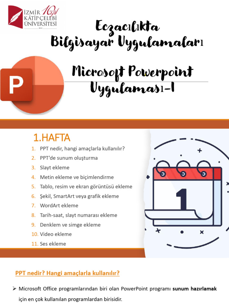 Microsoft Powerpoint Uygulamasi 8 Hafta | PDF