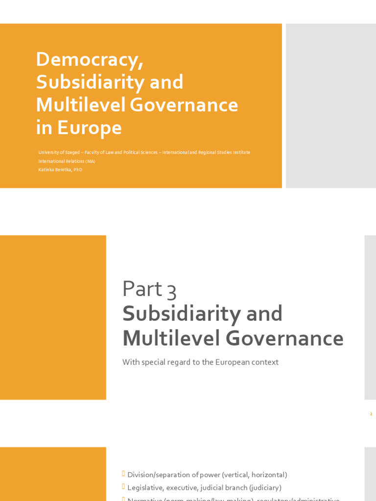 Subsidiarity in European Multilevel Governance | PDF | Governance ...