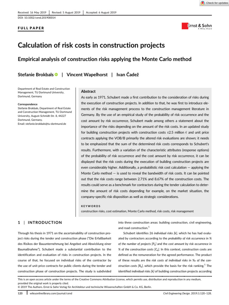 Civil Engineering Design - 2019 - Brokbals - Calculation of Risk Costs ...