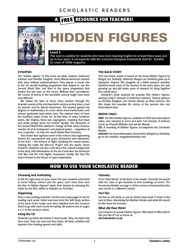 Teacher's Guide to Hidden Figures | PDF | Hidden Figures | Outer Space
