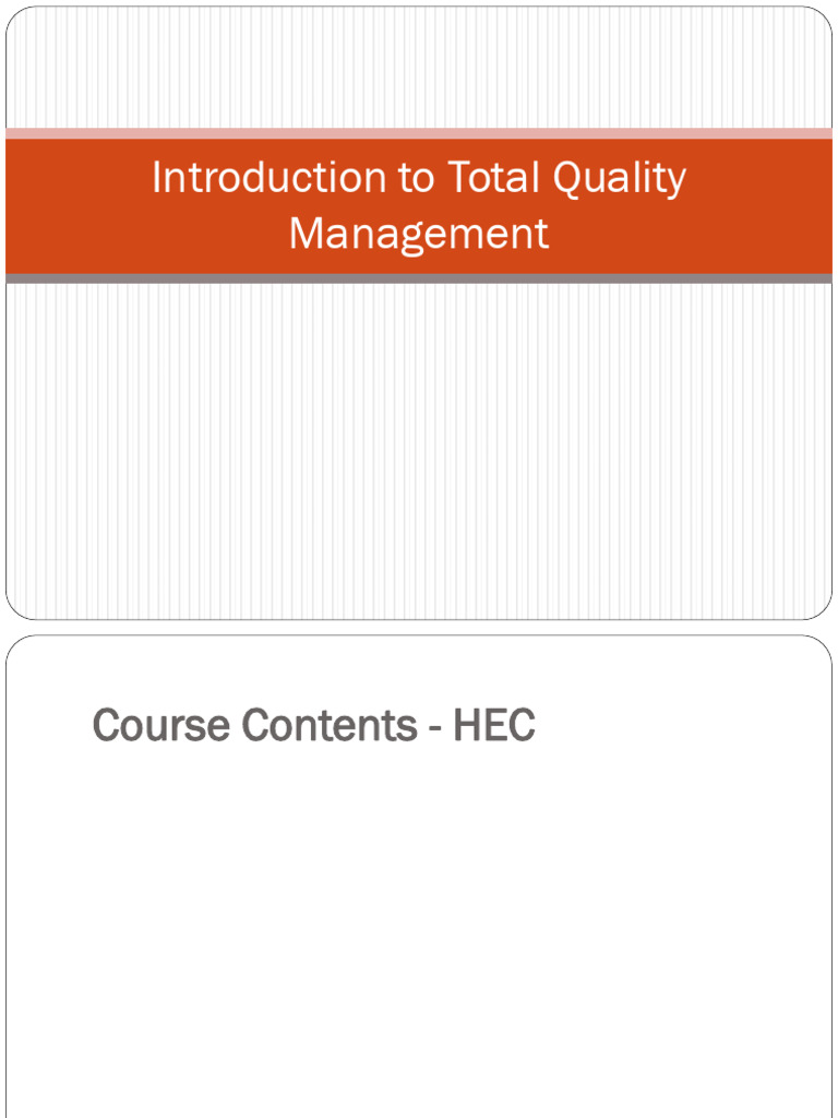 Lecture 1 Introduction To Total Quality Management (2) - 1 | PDF ...
