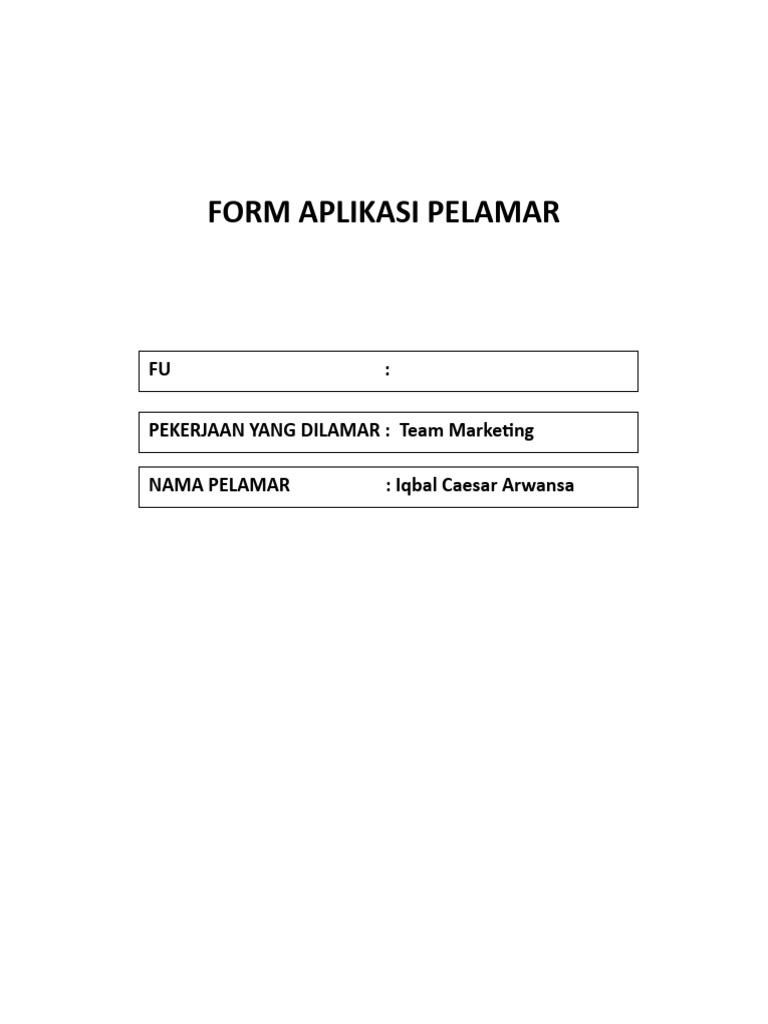 FORM APLIKASI Pelamar | PDF
