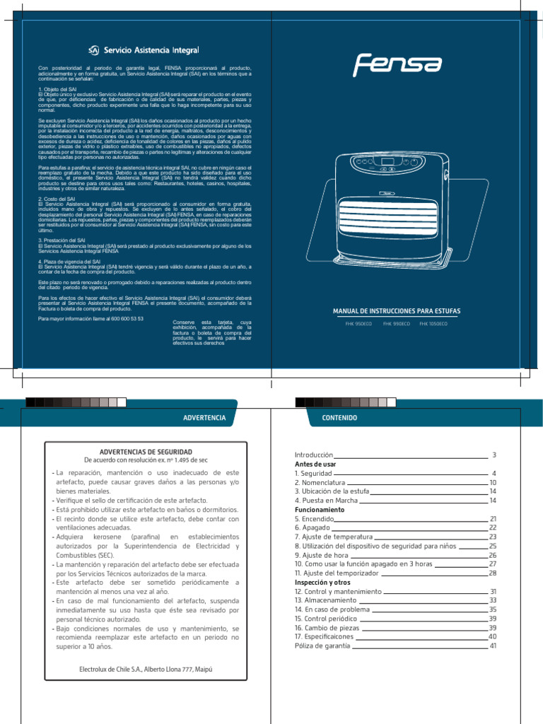 Manual Estufa Fensa A Parafina | Descargar gratis PDF | Estufa | Combustión