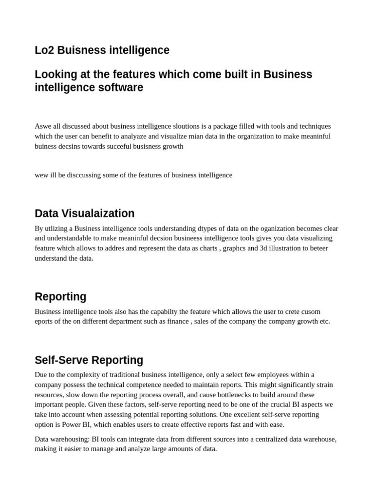 Business Intelligence Lo2 Assignment | PDF | Business Intelligence | Predictive Analytics