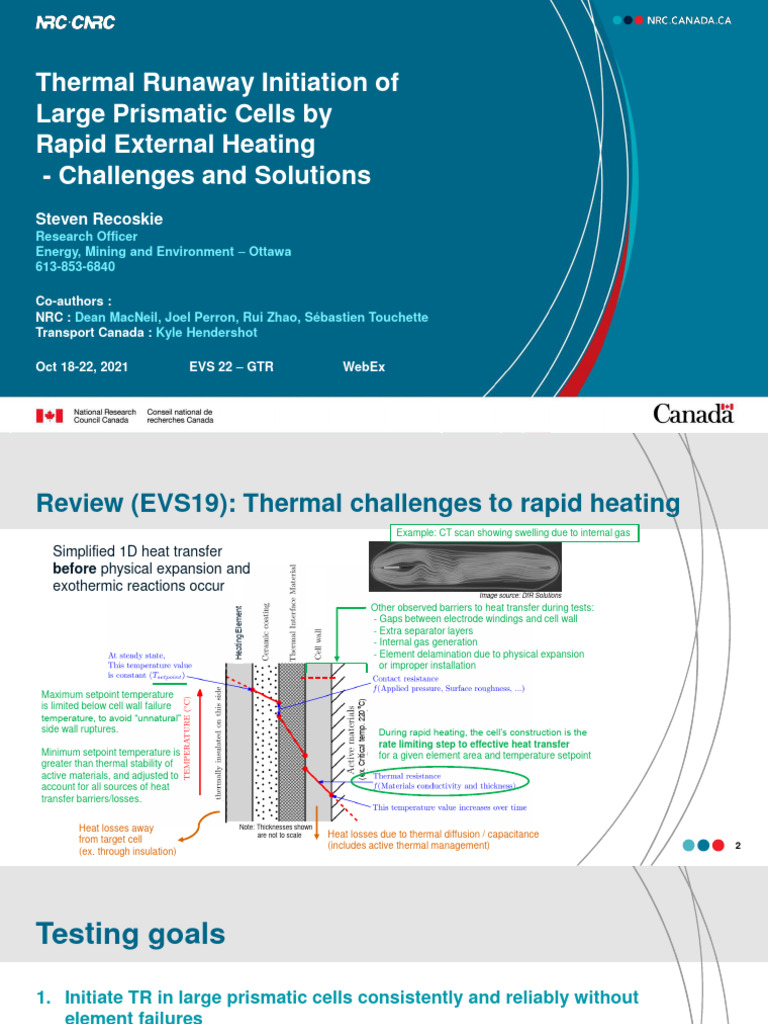 Thermal Runaway Initiation of Large Prismatic Cells | PDF | Heat ...