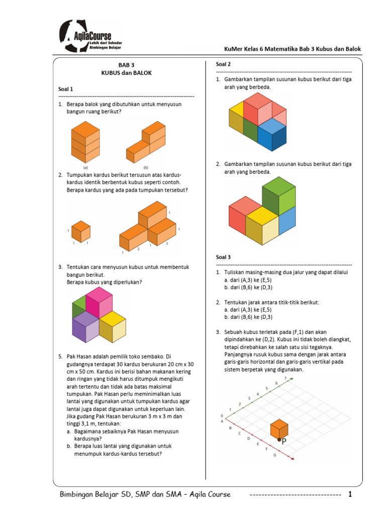 Kelas 6 Matematika Bab 3 Kubus Dan Balok Kumer 2022 | PDF