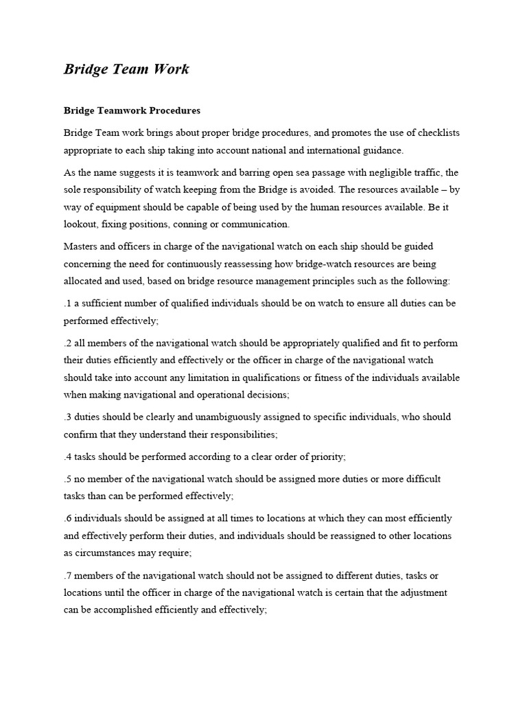 Bridge Team Management | PDF