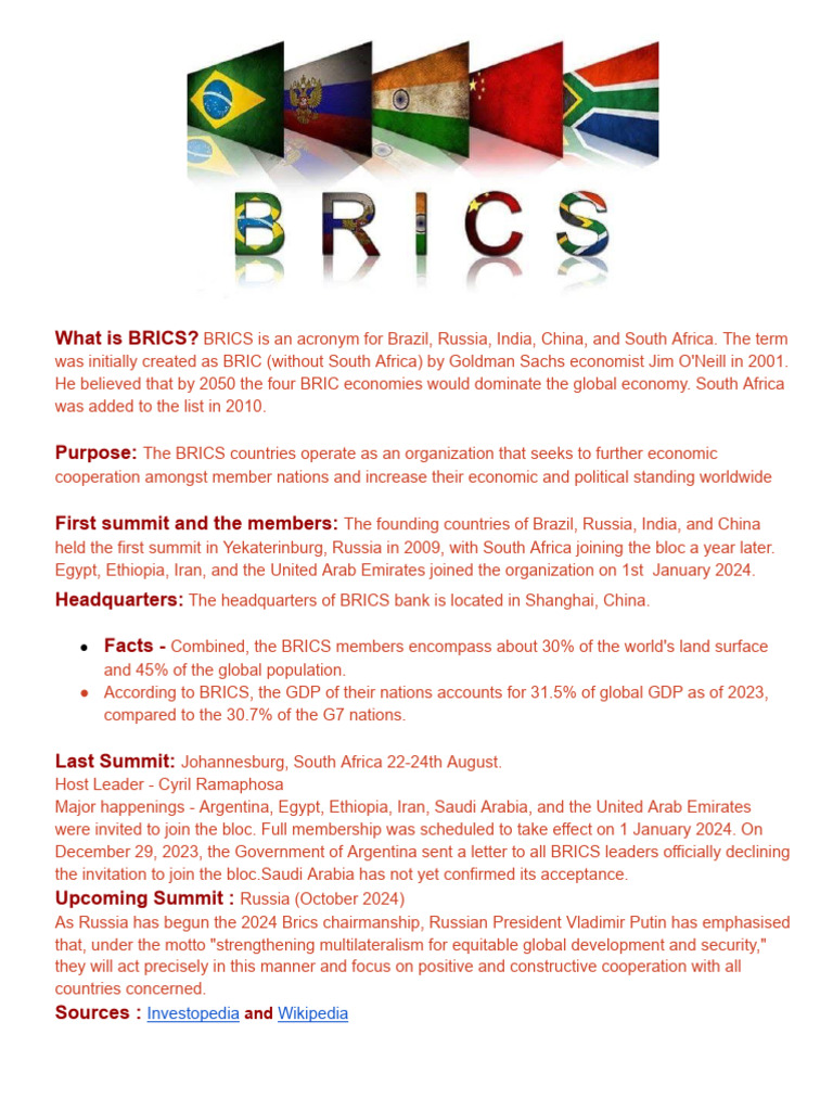 BRICS | PDF | Finance & Money Management | Politics