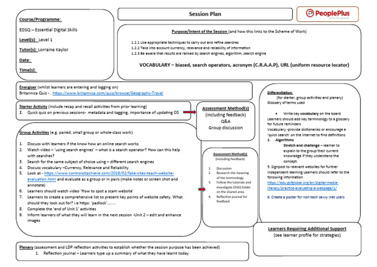 Session - EDSQ - Level 1 - Evaluating Websites and Searchng Effectively ...
