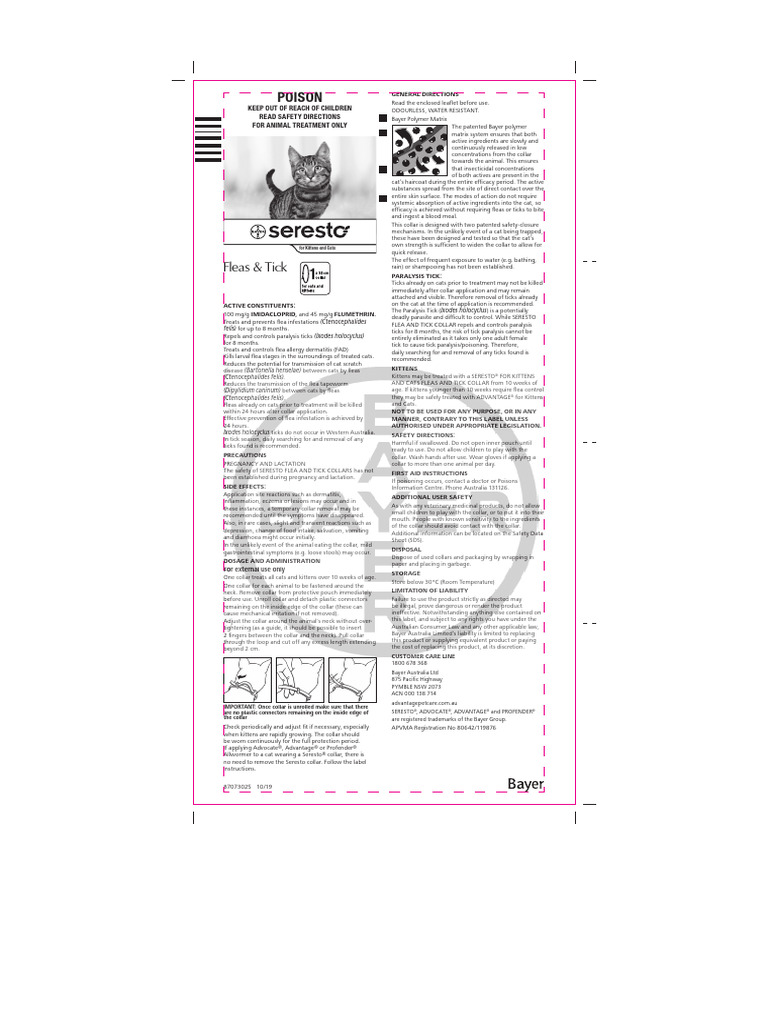 Seresto Cat Leaflet 87073025 Oct19 | PDF | Medical Specialties