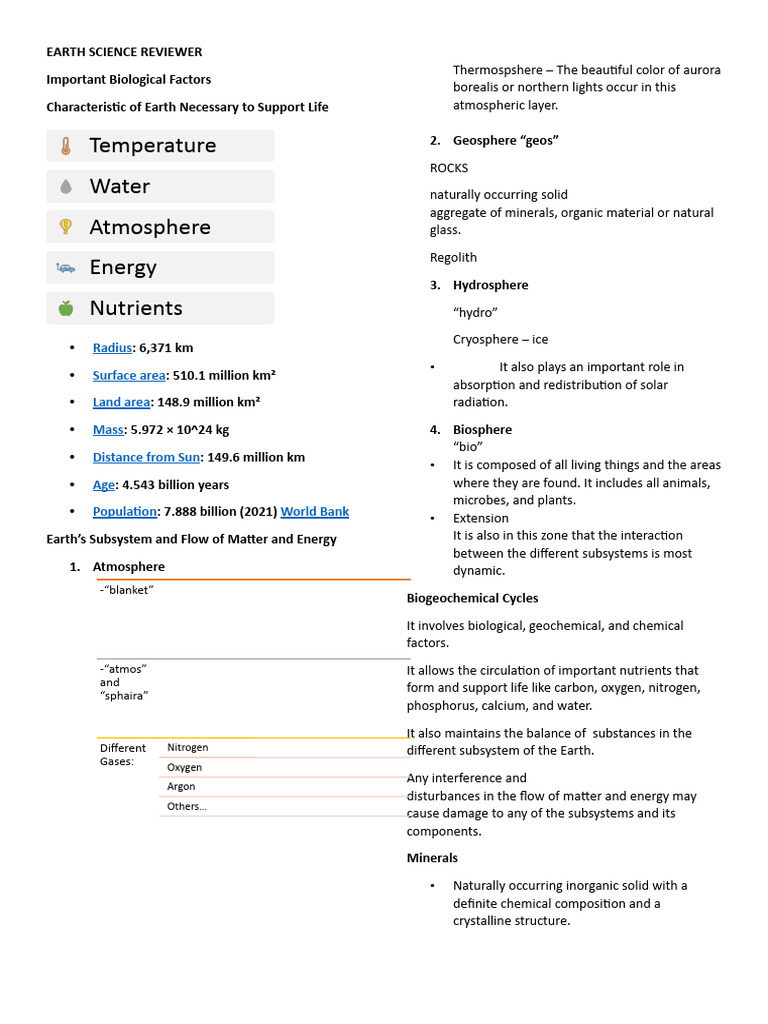 Earth Science Reviewer Quarter 1 | PDF | Soil | Rock (Geology)