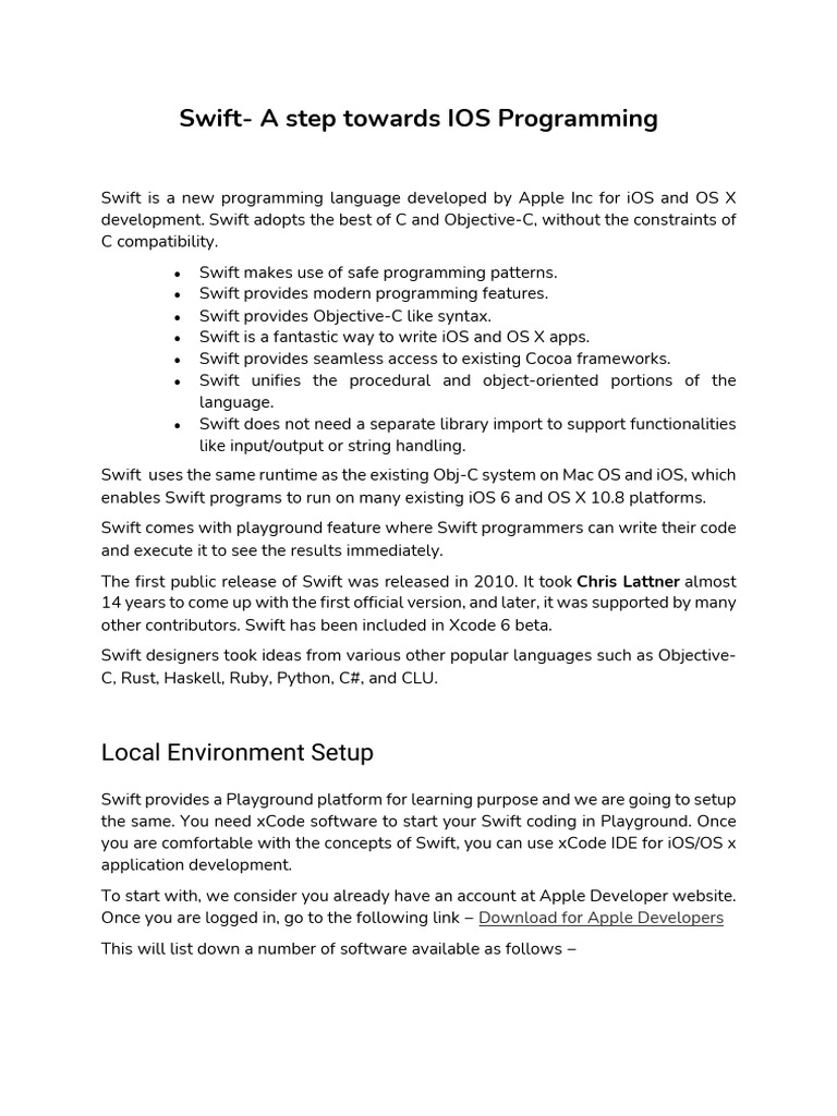 Swift Lect1 | PDF | Swift (Programming Language) | Integer (Computer Science)