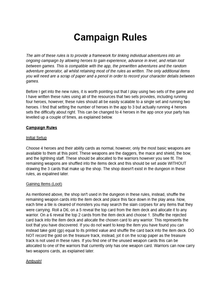 PNP Community Quest - Campaign Rules | PDF | Gaming | Role Playing Games