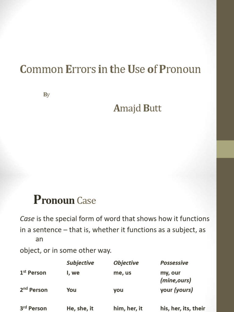 Common Errors in The Use of Pronouns | PDF | Grammatical Number | Verb