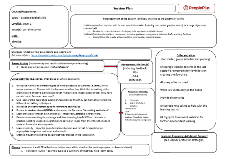 Session Plan 4 v2-EDSQ-Level 1 | PDF | Learning | Human Communication
