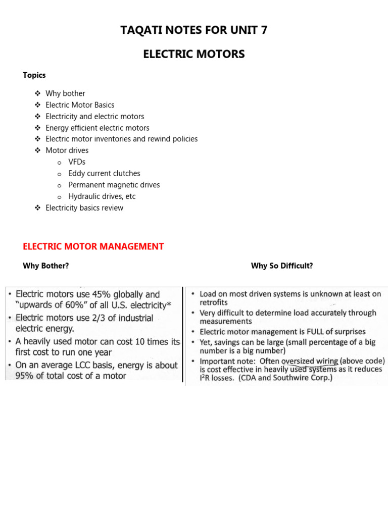 TAQATI Notes Unit 7 Electric Motors | PDF | Electric Motor | Electrical ...