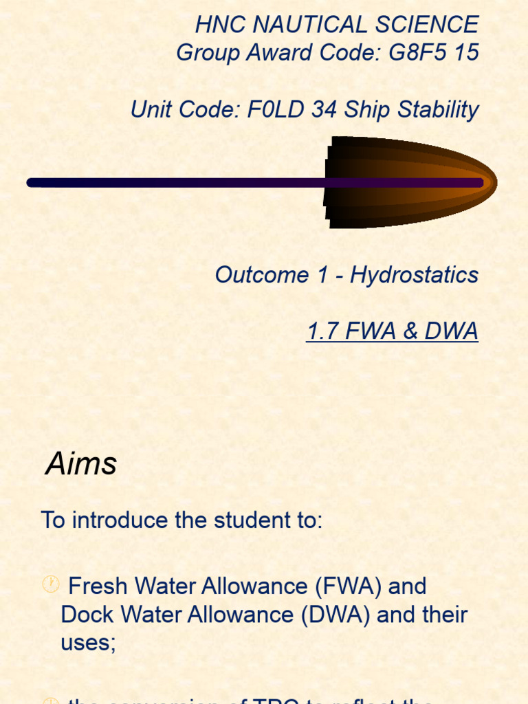 1.7 Fwa & Dwa | PDF | Buoyancy | Ships