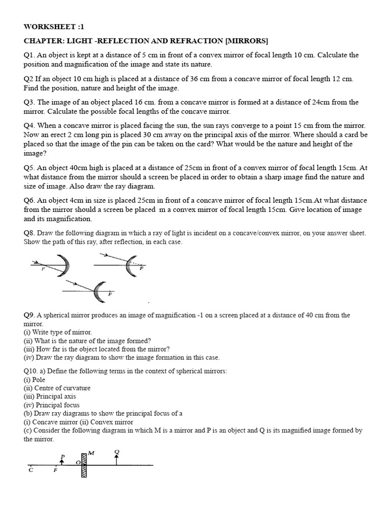 Worksheet Light Mirrors | PDF
