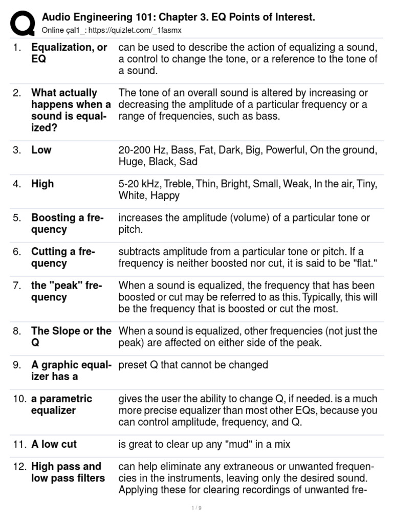EQ Terms | PDF | Equalization (Audio) | Sound EQ Terms | PDF | Equalization (Audio) | Sound