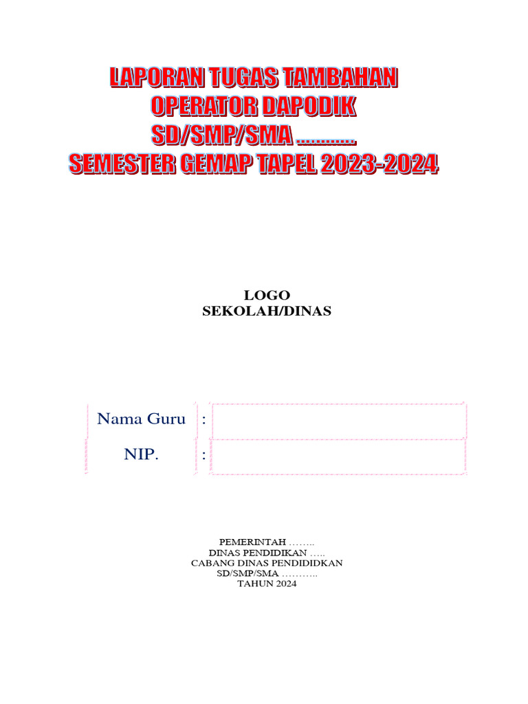 Contoh Laporan Operator Dapodik | PDF
