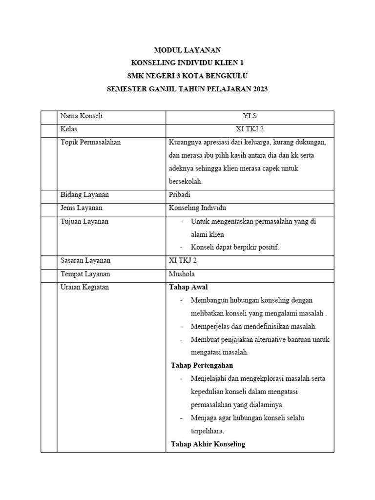 MODUL LAYANAN Konseling Individu | PDF