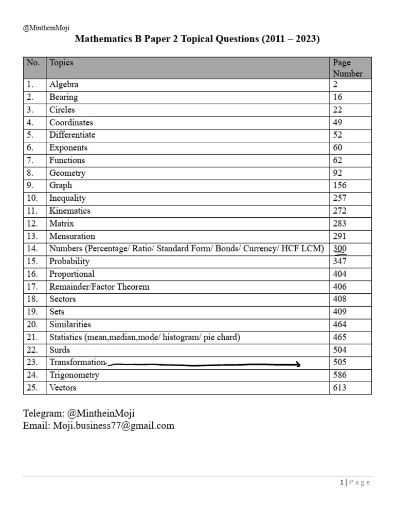 Math B Paper 2 Topical Questions | PDF | Mathematics | Mathematical Physics