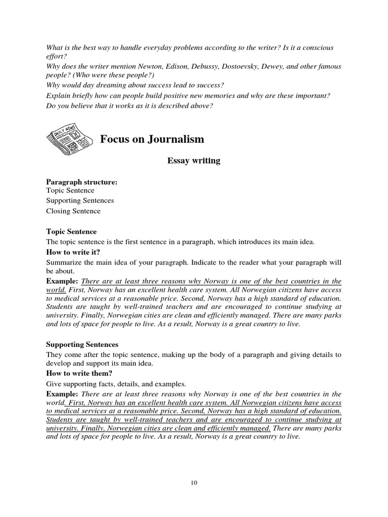 Focus On Journalism: Essay Writing | PDF | Newspapers | News
