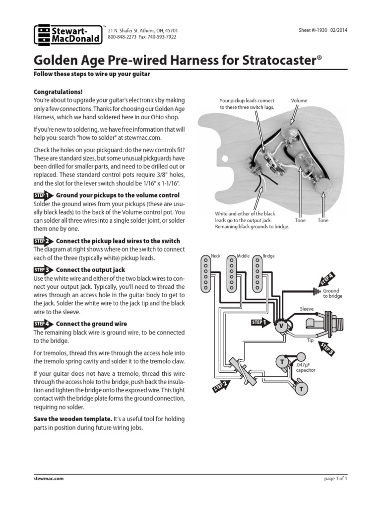 Installation Instructions For Strat Wiring Harness | PDF | Guitar Family Instruments | Guitars