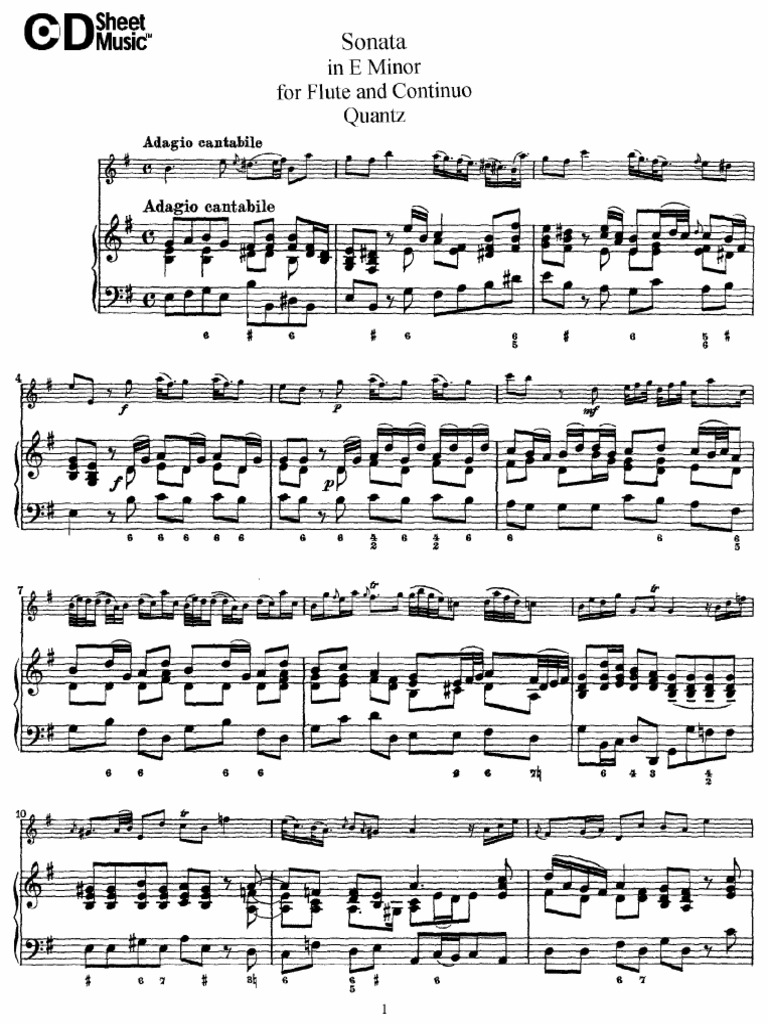 Quantz, JJ - Sonata N 5 en Mi M - Piano Score | PDF