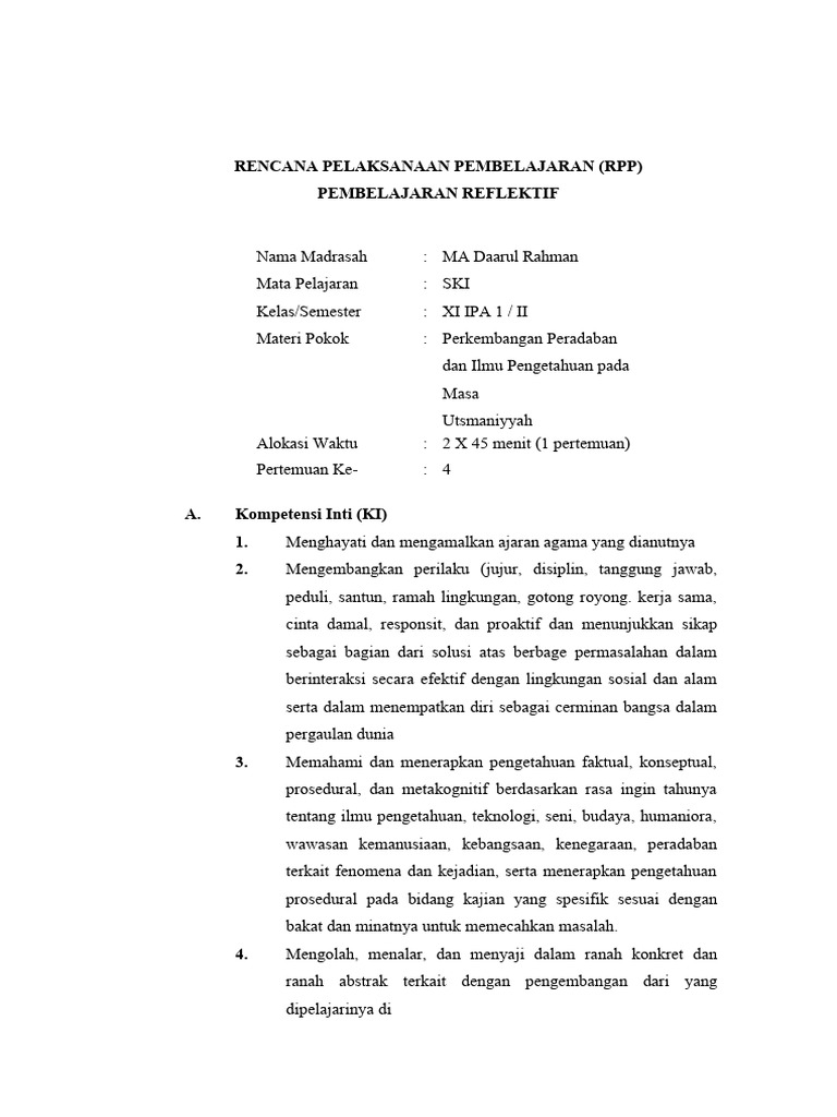 RPP Pemb Reflektif | PDF