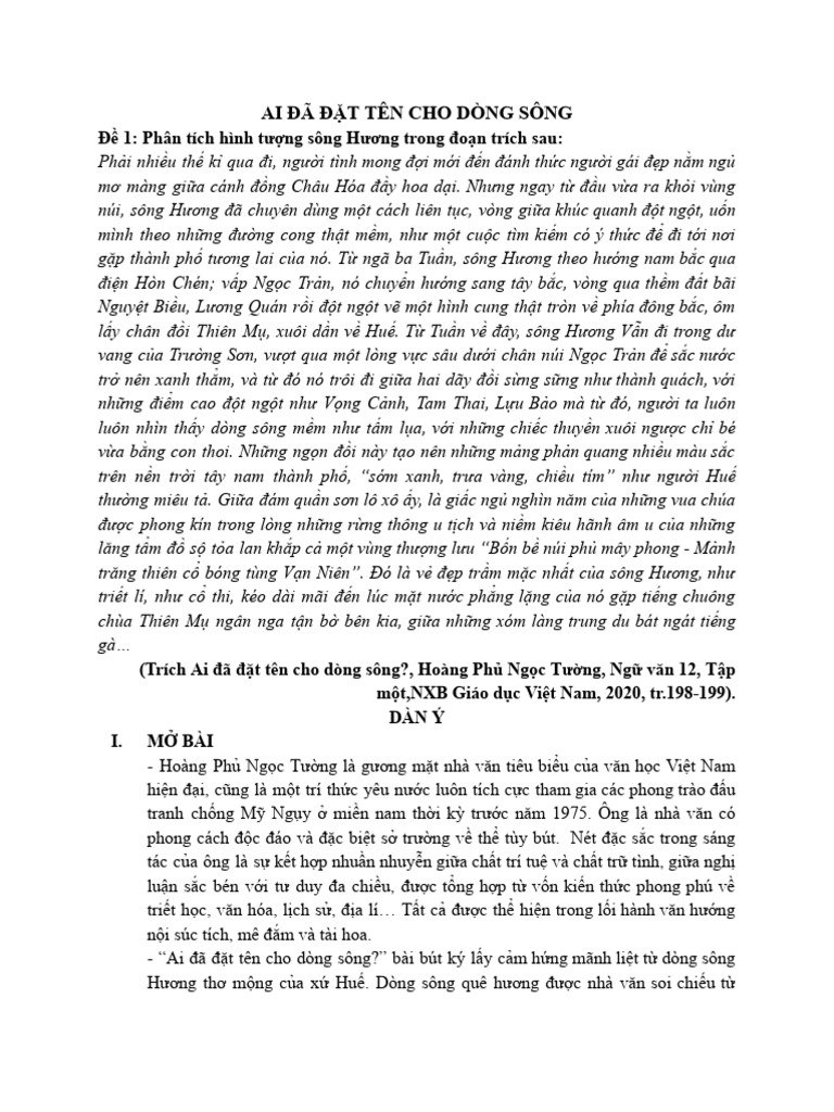 AI ĐÃ ĐẶT TÊN CHO DÒNG SÔNG | PDF