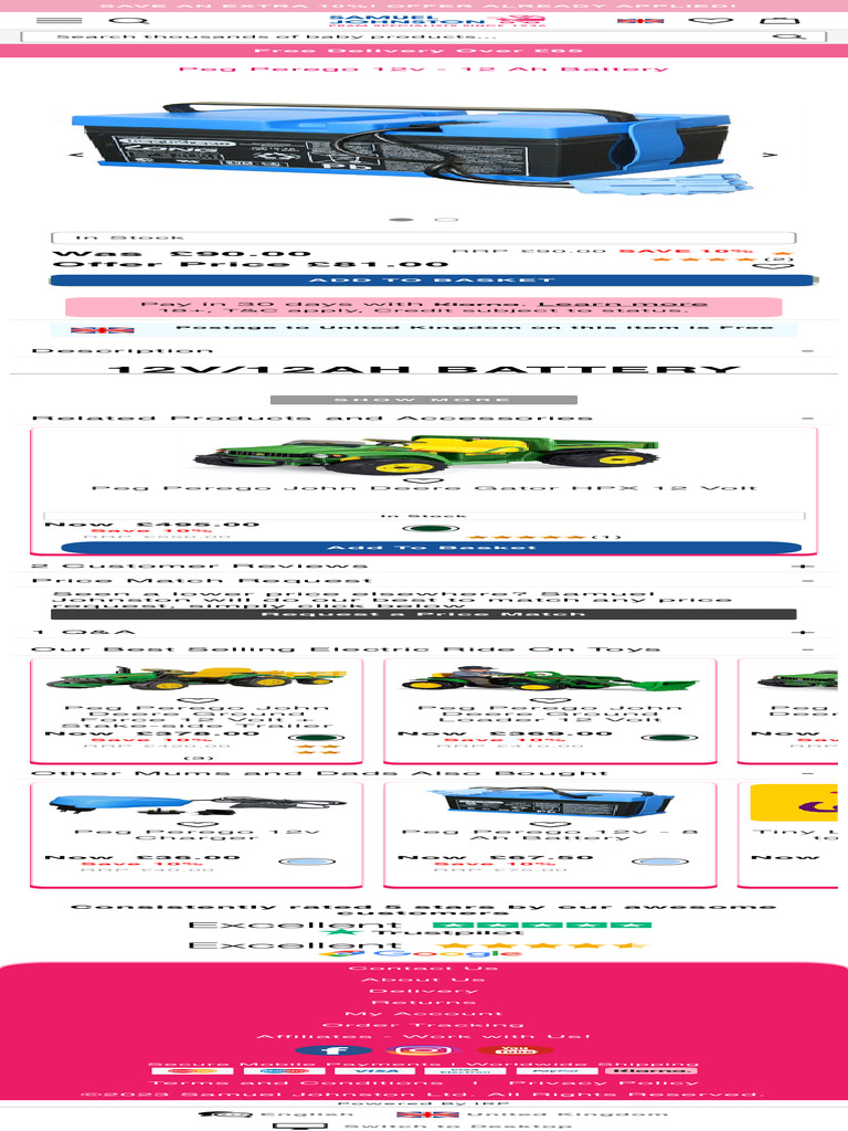 Peg Perego 12v - 12 Ah Battery Samuel | PDF